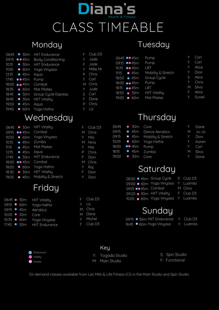 Class Timetable 1 Dianas Health And Fitness